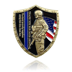 AtSKnSK St. Michael Law Enforcement Challenge Coin Thin Blue Line Police Shield Collectible Gift