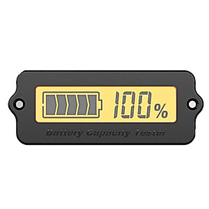 NOYITO DC Battery Meter Tester 8V-63V LCD Digital Battery Capacity Monitor Gauge Blue Green Yellow Suitable for 3-16 Strings Lithium-ion LiFePO4 Battery 12V - 60V Lead-Acid Battery (Yellow)