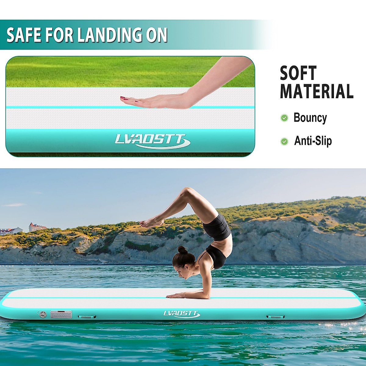 Gymnastics Air Mat Tumbling Mat 13ft/16ft/20ft Tumble Track, Inflatable Tumbling Mat 4/8 inch Thickness Gymnastics Air Training Mats with Electric Air Pump for Home Use/Tumbing