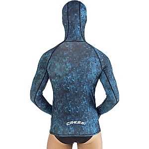 Cressi Hunter Hooded Rash Guard, Blue Camo, M