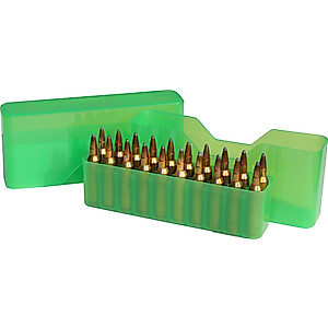 MTM 20 Round Slip-Top Rifle Ammo Box, Clear Green, Large