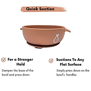 Mini Yummi 4 Piece 100% Silicone Suction Non-Slip Baby Feeding Set Includes Divided Plate + Bowl + Silicone Cup & Spoon for Infants & Toddler Dishwasher-Safe, Microwave-Safe, Freezer-Safe, BPA Free