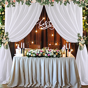 Htper 20ft x 10ft White Backdrop Curtain Panels for Parties, Thick Wrinkle Resistant 4 Panels Polyester Wedding Backdrop Drapes for Party Birthday Backdrop Photography Home Decorations