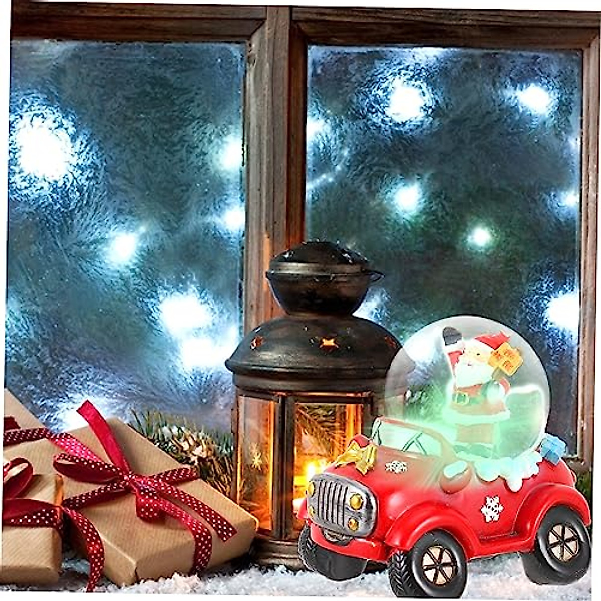 VOSAREA 3 pcs Christmas Crystal Ball Table top Decor Christmas Ornament Decor for Table Christmas Water Snow Globe Gifts for Cars Christmas Globe Decor Resin Luminous Crystal Ball Shine