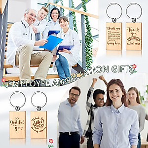 Queekay 50 Pcs Employee Thank You Gift for Women Appreciation Gifts Employee Gifts Wooden Keychain Blanks Wooden Key Ring Blank Keychains for Office Coworker Nurse Teacher Worker