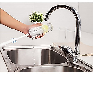 2 Pack Long Bottle Cleaning Brush for Long and Narrow Neck Beer, Wine, Kombucha, Baby Bottles,Nalgene, Pitcher, Carafe, Glass Jars, Brewing Bottle Cleaner,Easy to Clean Corner,18.5 inch Adjustable