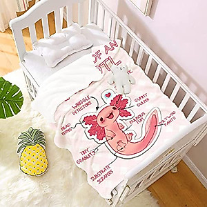 Anatomy of an Axolotl Blanket Throw, Mexican Salamander Flannel Fleece Blanket Perfect Axolotl Lover Gift, Lightweight Soft Animal Blanket Suit for Sofa Bed Couch Travel 40"x30" XS for Pet