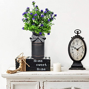 BSNOW Artificial Flowers 6 Bundles Outdoor Fake Flowers for Decoration UV Resistant No Fade Faux Plastic Plants Garden Porch Window Box Décor (Blue)