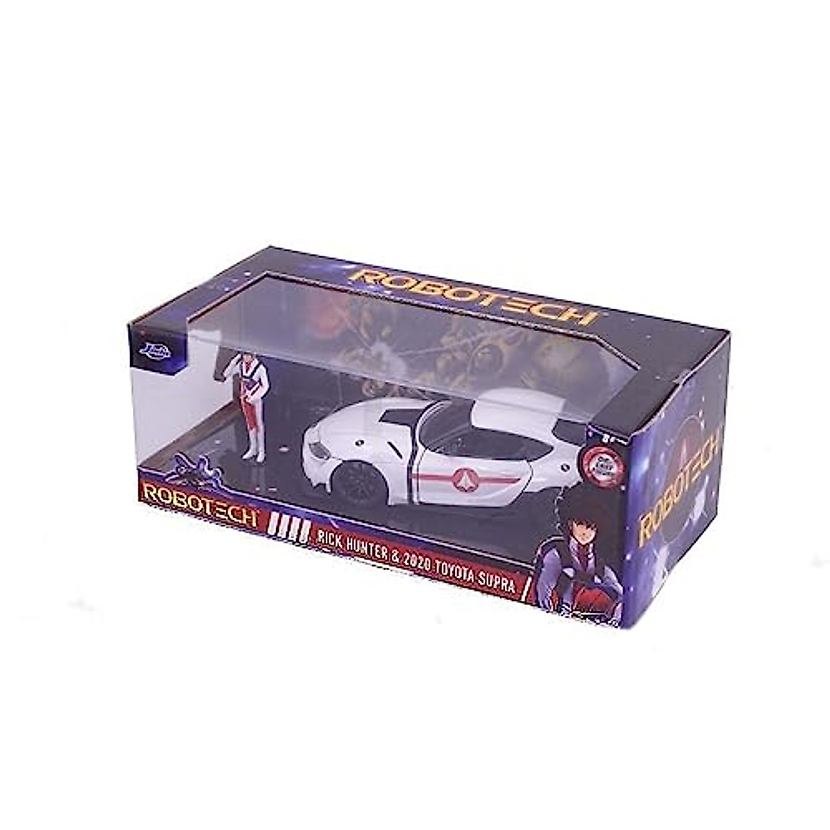 Robotech 1:24 2020 Toyota Supra Die-cast Car & 2.75" Rick Hunter Figure, Toys for Kids and Adults