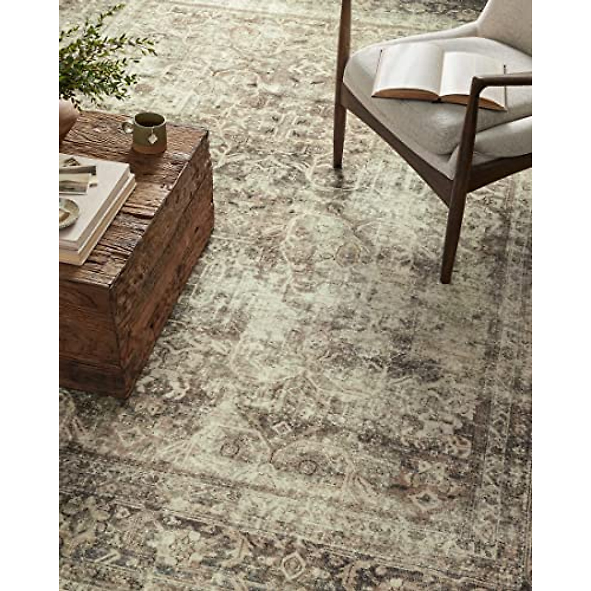 Magnolia Home by Joanna Gaines x Loloi Sinclair Collection SIN-01 Machine Washable Pebble / Taupe 7'-6" x 9'-6" Area Rug