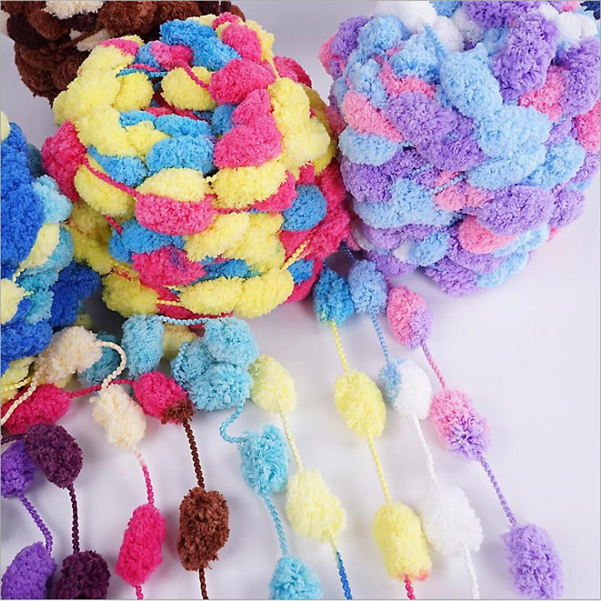 DIY Soft Thick Yarn Fluffy Colorful Pompom Thread Thick Ball Yarn for Knitting Crochet Blanket Carpet Cushion Mats