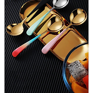 Spoons Silverware Dessert Spoon Stainless Steel Soup Spoon Soup Spoon Household Eating Spoon Coffee Stirring Spoon Spoon Two Pieces Spoon Set (Color : B)