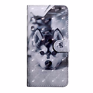 Asdsinfor Huawei P40 Lite Case 3D Stylish Advanced Embossing Wallet Case Credit Cards Slot with Stand for PU Leather Shockproof Flip Magnetic Case for Huawei P40 Lite Husky BX