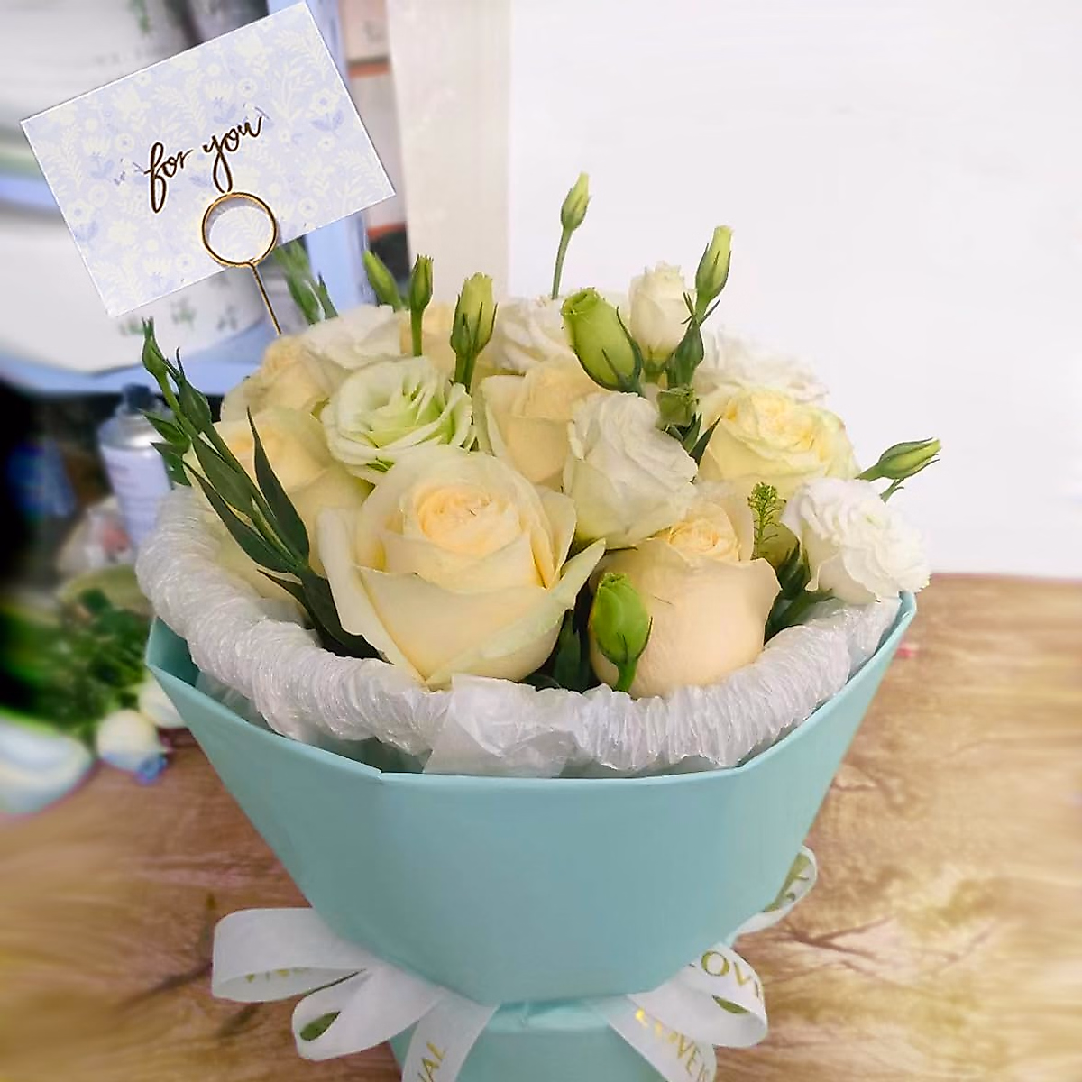 YUXIANG 20Pcs Floral Card Holder Picks, 12 Inch Gold Round Flower Picture Holders, Metal Wire Flower Picks Clip for Wedding Party Birthday ​Cake