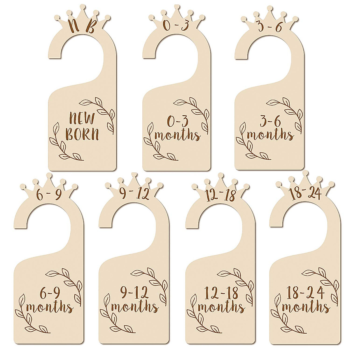Wooden Unicorn Baby Closet Divider,Upgrade NB to 24 Months Baby Cloth Organizer by Age and Size Nursery Infant Wardrobe Divider Gift for Newborn Baby Shower (Crown)