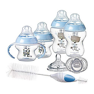 Tommee Tippee Closer to Nature Newborn Baby Bottle Starter Set | Breast-Like Nipple, Anti-Colic Valve - Blue, Boy
