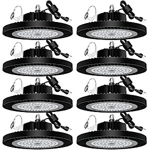 LEDMO UFO LED High Bay Lights 100W 14000lm 600W HPS/MH Replacement 5000K 100-277V Commercial Outdoor High Bay shop lights for workshop|garage|warehouse(8 Pack)