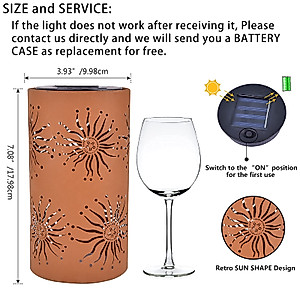 pearlstar Outdoor Solar Table Lamp 2pack Metal Sunflower Shape Solar Lantern Lights, Retro Orange Finish, Outside Decor for Patio Garden Yard Pathway Tabletop Waterproof(Sunflower)