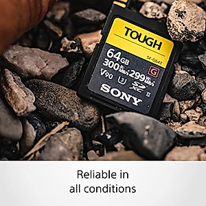 Sony TOUGH-G series SDXC UHS-II Card 64GB, V90, CL10, U3, Max R300MB/S, W299MB/S (SF-G64T/T1), Black