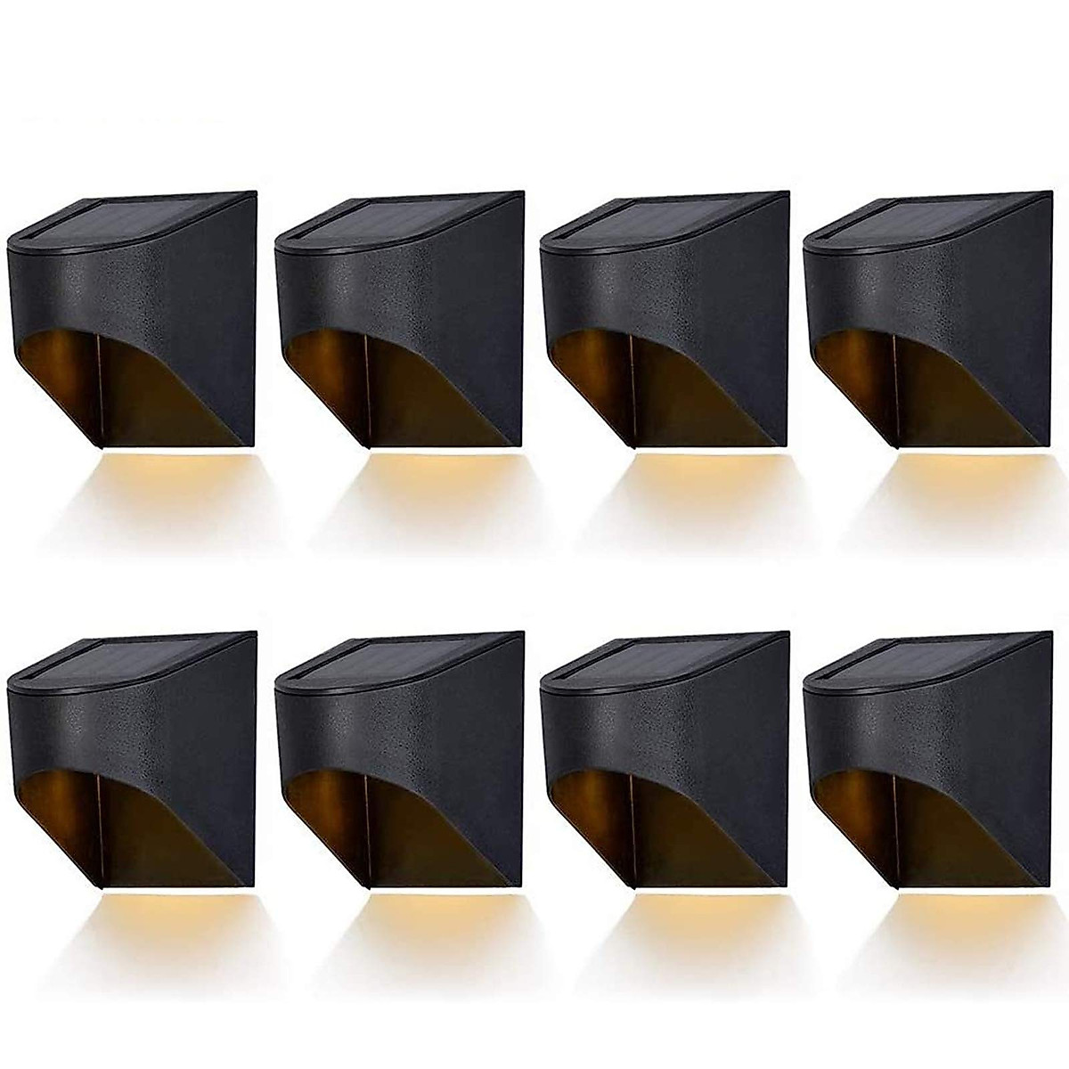 MAGGIFT 8 Pack Outdoor Metal Solar Deck Lights, LED Solar Fence Lights Decor for Steps Stairs Wall Walkway Garden Fences Pathway