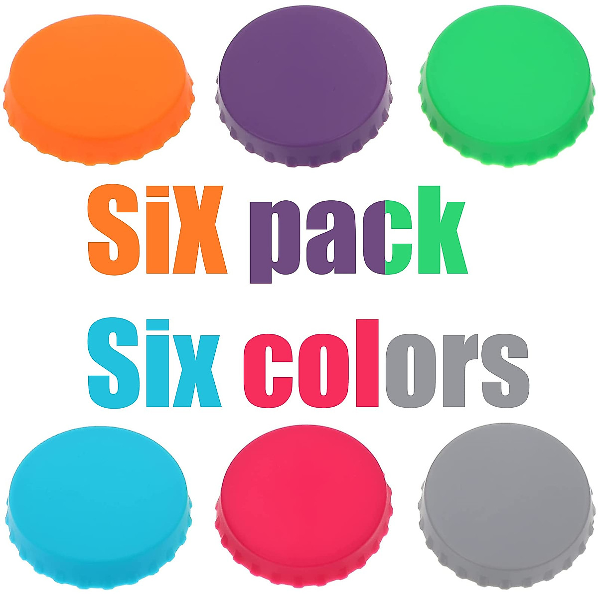 Bigomila 6 Pack Silicone Soda Lid Beverage Can Cover Beer Bottle Caps Juice Can Topper Reusable Food Grade Coke Can Saver 6 Color Silicone Can Can Stopper Fit 2.13”Standard Can