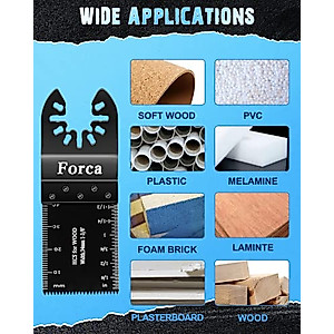 FORCA Multi Tool Blades Kits, 105pcs Universal Oscillating Tools Saw Blades for Wood, Fine Tooth Multitool Blades, Durable High Carbon Steel Fit Milwaukee Dewalt Makita Dremel Bosch 95% Oscillating To