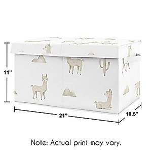 Sweet Jojo Designs Boho Llama Boy Girl Small Fabric Toy Bin Storage Box Chest For Baby Nursery Kid Room - Gender Neutral Beige Taupe Tan Bohemian Southwest Aztec Watercolor Mountain Cactus Farmhouse
