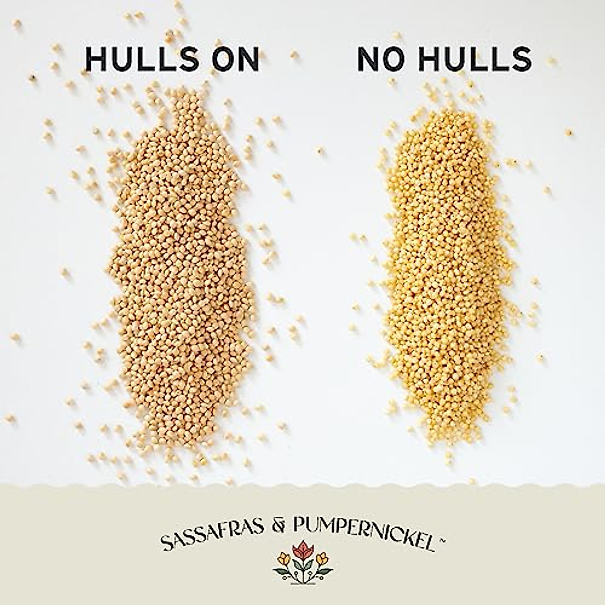 Sassafras & Pumpernickel Organic Millet without Hulls (12 lbs) USA Grown and Packaged, Bulk White Proso Millet for Birds, Hull-on Millet for added nutrients, Millet Bird Seed for parakeets, cockatiels