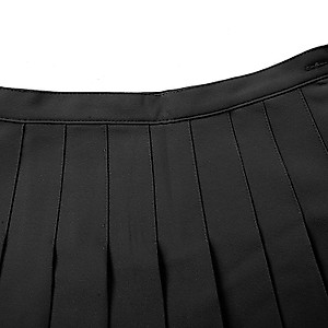 Beautifulfashionlife Girl`s High Waist Solid Pleated Mini Slim Single Tennis dress Skirts (XS, Black)