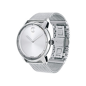 Movado Men's BOLD Thin Stainless Steel Watch with a Printed Index Dial, Silver (Model 3600260)