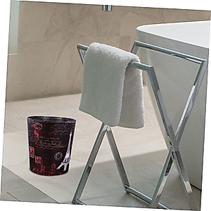 WHAMVOX Garbage Can Waste Paper Basket Metal Trash Can with Lid Decorative Trash Can Rubbish Bin 13 Gallon Trash Can Out The Office Decor Household Trash Can Eiffel Tower Desk Leather