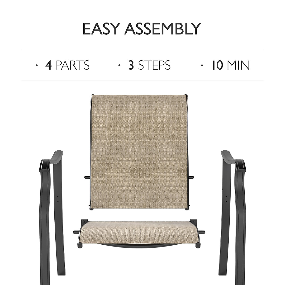 UDPATIO Patio Dining Chairs Set of 4, Outdoor Textilene Dining Chairs with High Back, Patio Furniture Chairs with Armrest, Metal Frame for Lawn Garden Backyard Deck, Brown