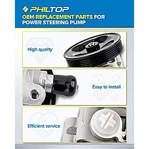 PHILTOP Power Steering Pump 21-167 OE Replacement For SX4 2007 2008 2009 2.0L L4 with Pulley, 4911080J00 Power Assist Pump, Automotive Replacement Power Steering Pumps