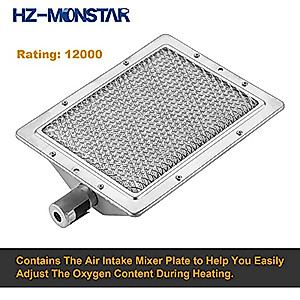 HZ-MONSTAR Ceramic Infrared DIY Heating Gas Burner, 8.66"x 6.69" (220x170mm) Infrared Heating Flame Ceramic Burner Head, Replacement Part for Outdoor Indoor Heater, BBQ Grill Stove, Oxyhydrogen Burner