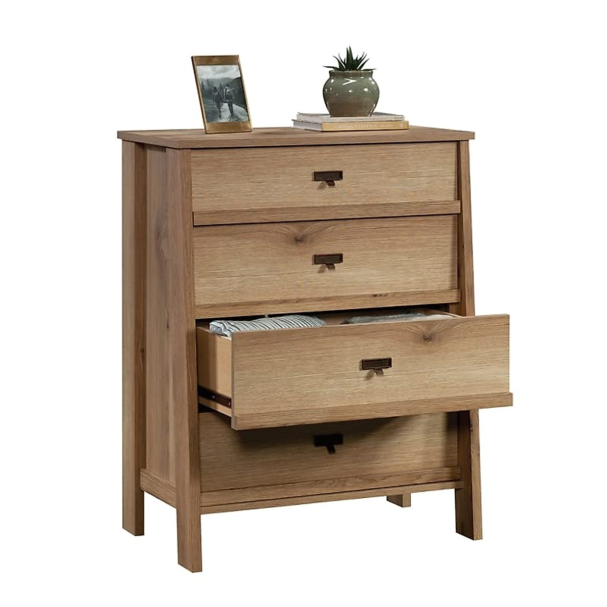Sauder Trestle Engineered Wood 4-Drawer Chest in Timber Oak Finish
