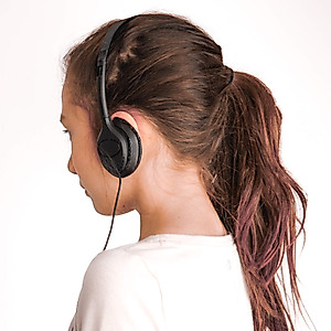 Soundnetic SN313 Classroom Over The Head Stereo Headphones with Leatherette Earpads, Black, Count of 100, Pack of 1