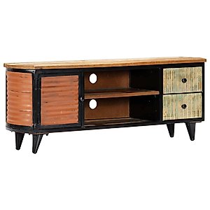 vidaXL TV Stand, TV Unit for Living Room Bedroom, Sideboard with Drawer, TV Console Media Unit Cupboard, Industrial Style, Solid Reclaimed Wood