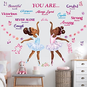 DECOWALL SG2-2319 Black Girl Magic Ballerina Wall Stickers Decals Afro Art Women Inspirational Bedroom Nursery Gift Beautiful playroom Kids décor Baby Butterfly Decoration Motivational Room