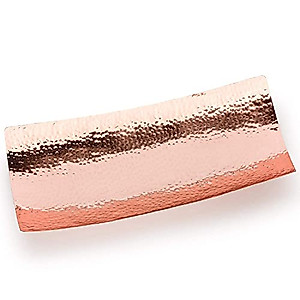 Colleta Home Rectangular Copper Serving Tray- Copper Serving Tray and Platters- Decorative Centerpiece- 16 Inch Hammered Tray