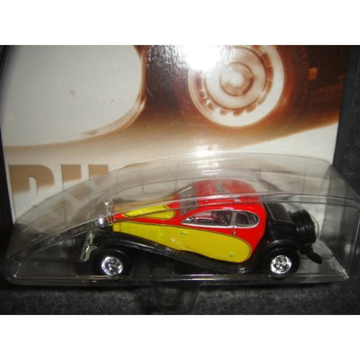 HOT WHEELS AUTO MILESTONES YELLOW AND RED 1933 BUGATTI DIE-CAST COLLECTIBLE