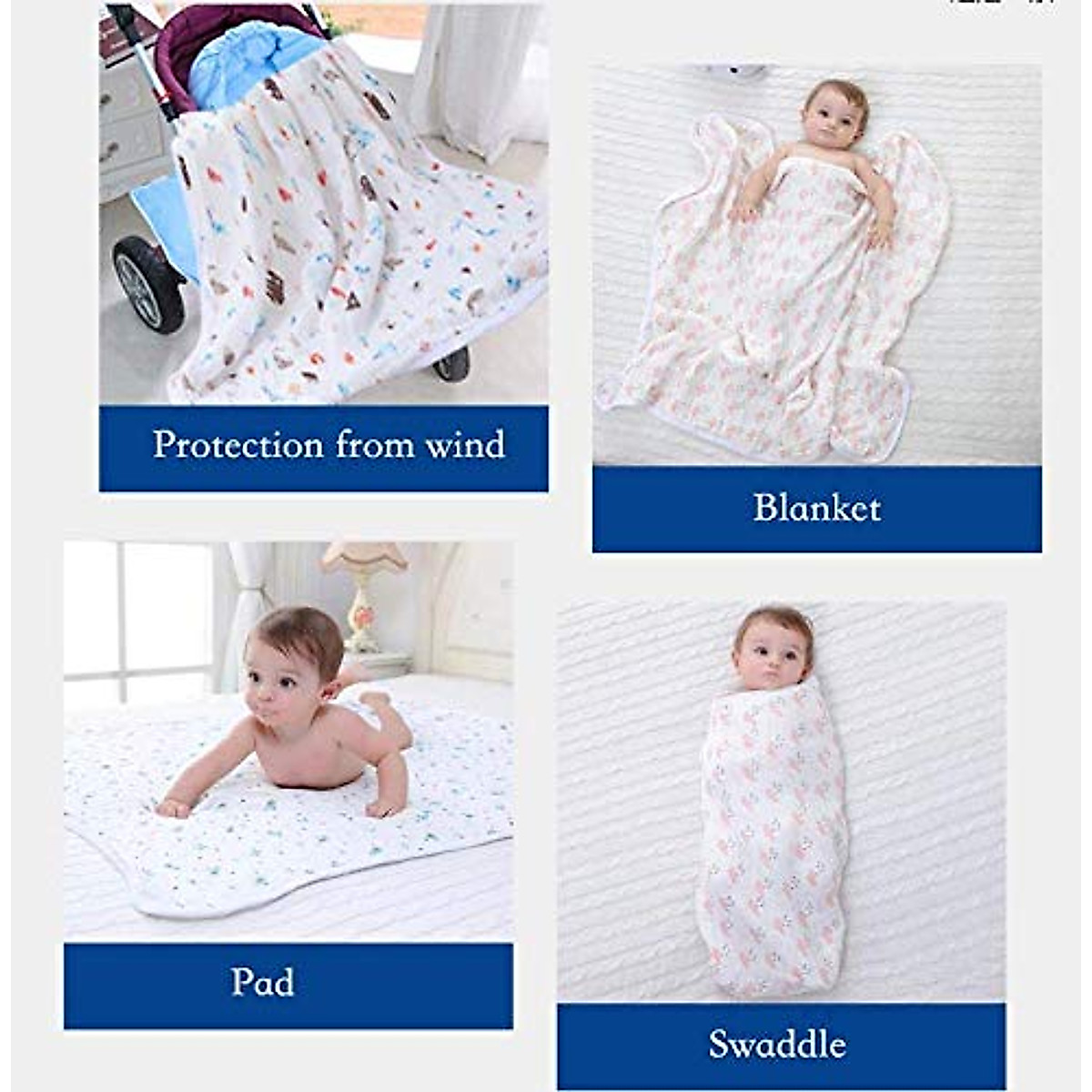 Carrot story 6 Layers 100% Cotton Premium Muslin Swaddle Blanket 43" X 43" Multipurpose Soft Toddler Blanket for Baby Shower (Smart Fox)