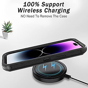 TASHHAR Phone Case for iPhone 14 Pro Case,Heavy Duty Hard Shockproof Armor Protector Case Cover with Belt Clip Holster for Apple iPhone 14 Pro 6.1 5G 2022 Phone Case (Black)