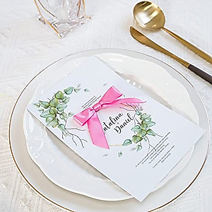 AIMUDI Hot Pink Bows 2.5" Pink Ribbon Valentine's Day Pink Twist Tie Bows Pre Tied Bows Premade Bows for Crafts Treat Bags Cake Pop Party Decorations Candy Apple Box Wedding - 50 Counts