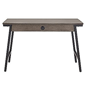 Leick Home 11400-GR Empiria Mixed Metal and Wood Computer Desk with Dropfront Keyboard, 1-drawer, Gray