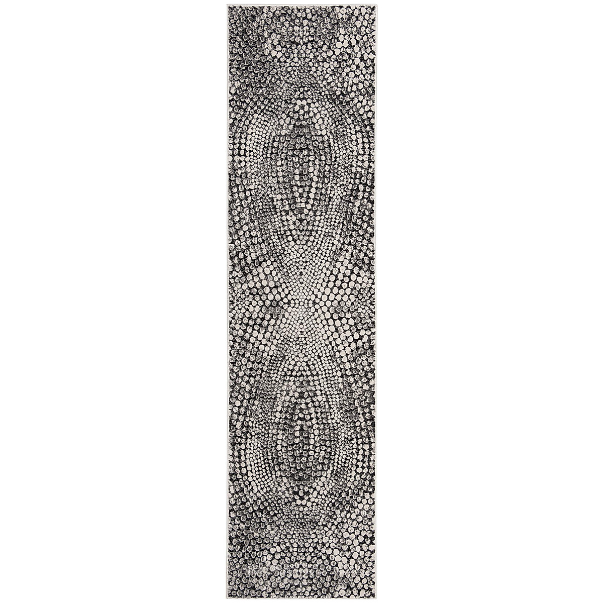 SAFAVIEH Lurex Collection Runner Rug - 2' x 12', Black & Light Grey, Modern Abstract Design, Non-Shedding & Easy Care, Ideal for High Traffic Areas in Living Room, Bedroom (LUR185Z)