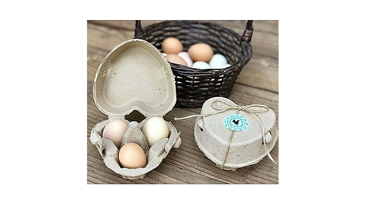 Heart Shaped 3-Egg Cartons for Backyard Chickens - 24 Pack