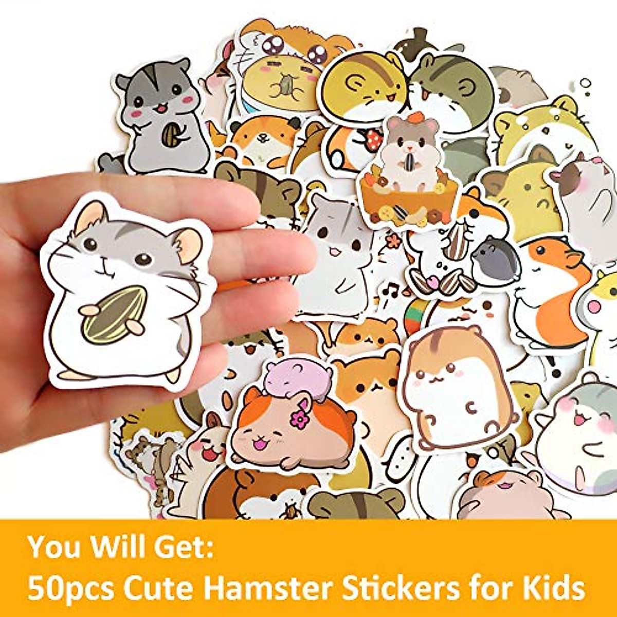 Hamster Stickers Pack 50pcs Waterproof Laptop Sticker Vinyl Decals for Kids Phone Case Water Bottle Stickers for Teens Girls Adults Cool Aesthetic Skateboard Stickers