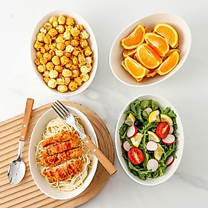 Hasense Porcelain Serving Bowls 36 Ounce Large Salad Bowl Set of 4, 28 Ounce Cereal Soup Bowls Set Set of 4, 10 Ounce Small Ice Cream Dessert Dishes Set of 4 - White