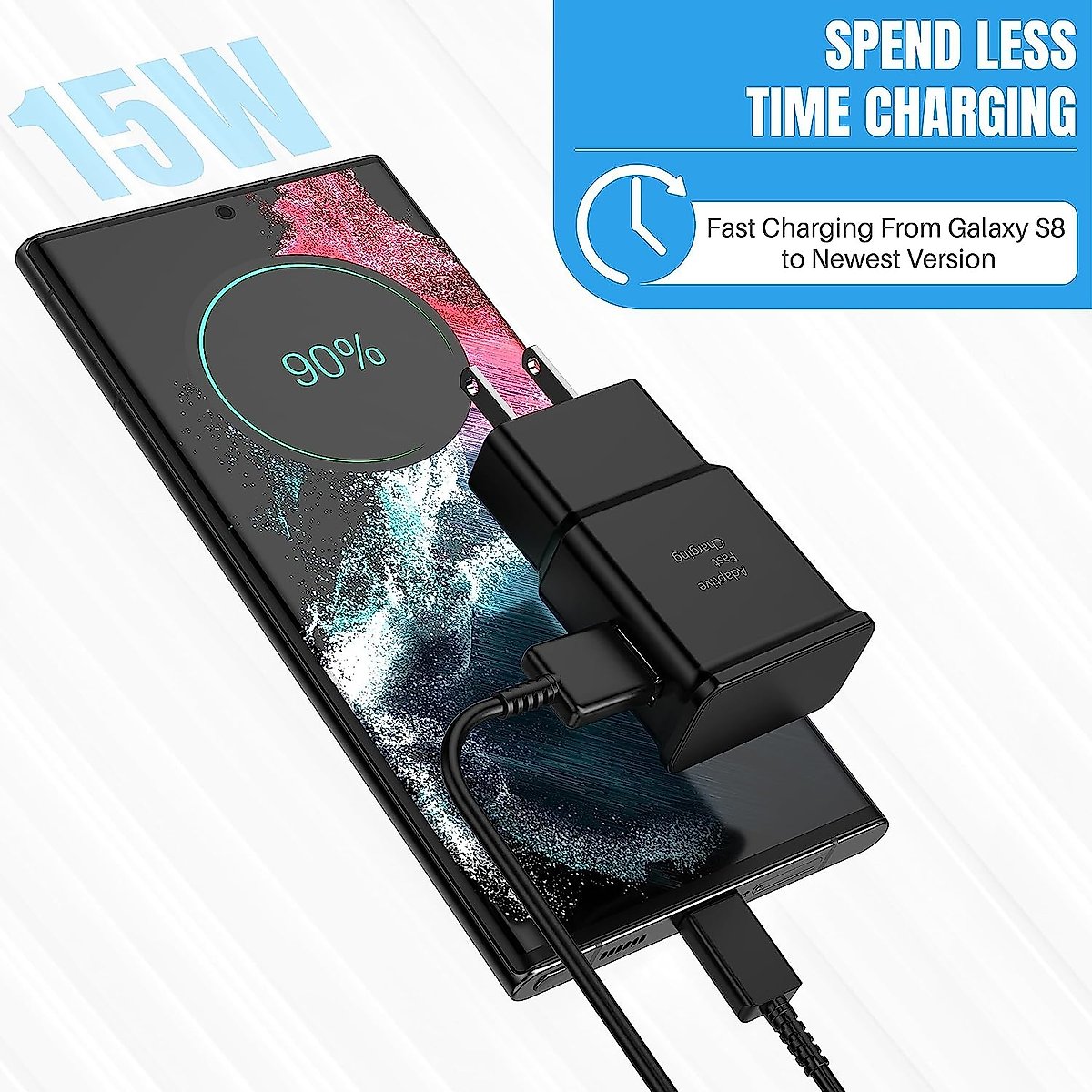Type C Fast Charger, for Samsung Charger Android Phone USB C Charger Block, Charge Cable 10ft for Galaxy S23/S23+/S22/S21/S20/S10e/S9/S8/Note20/Note10/Note9/Z Fold 3/4/5 2-Pack
