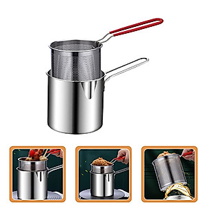 Stainless Steel Deep Frying Pot: Small Deep Fryer Japanese Tempura Fish Fry Pan with Basket Deep Fryer Pot Perfect For Frying Fish Shrimp
